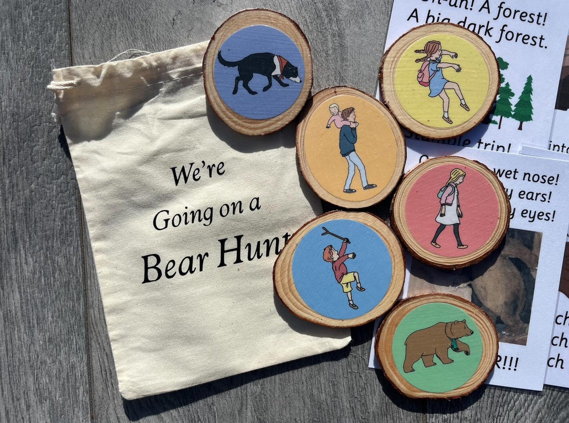 We're Going on a Bear Hunt Story Sack - Handmade Log Slices - Etsy UK