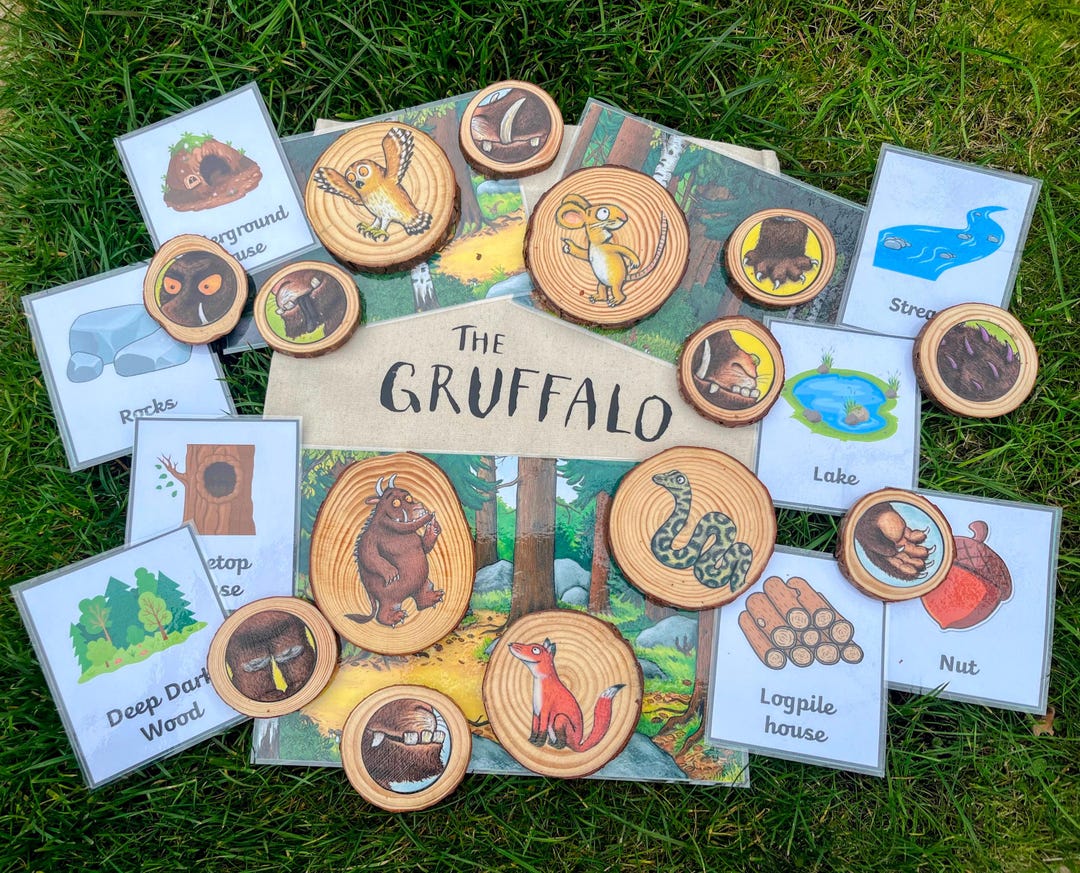 The Gruffalo Story Sack - Handmade Log Slices - Etsy UK