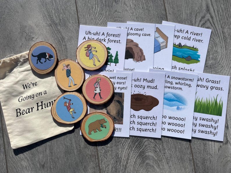 We're Going on a Bear Hunt Story Sack - Handmade Log Slices - Etsy UK