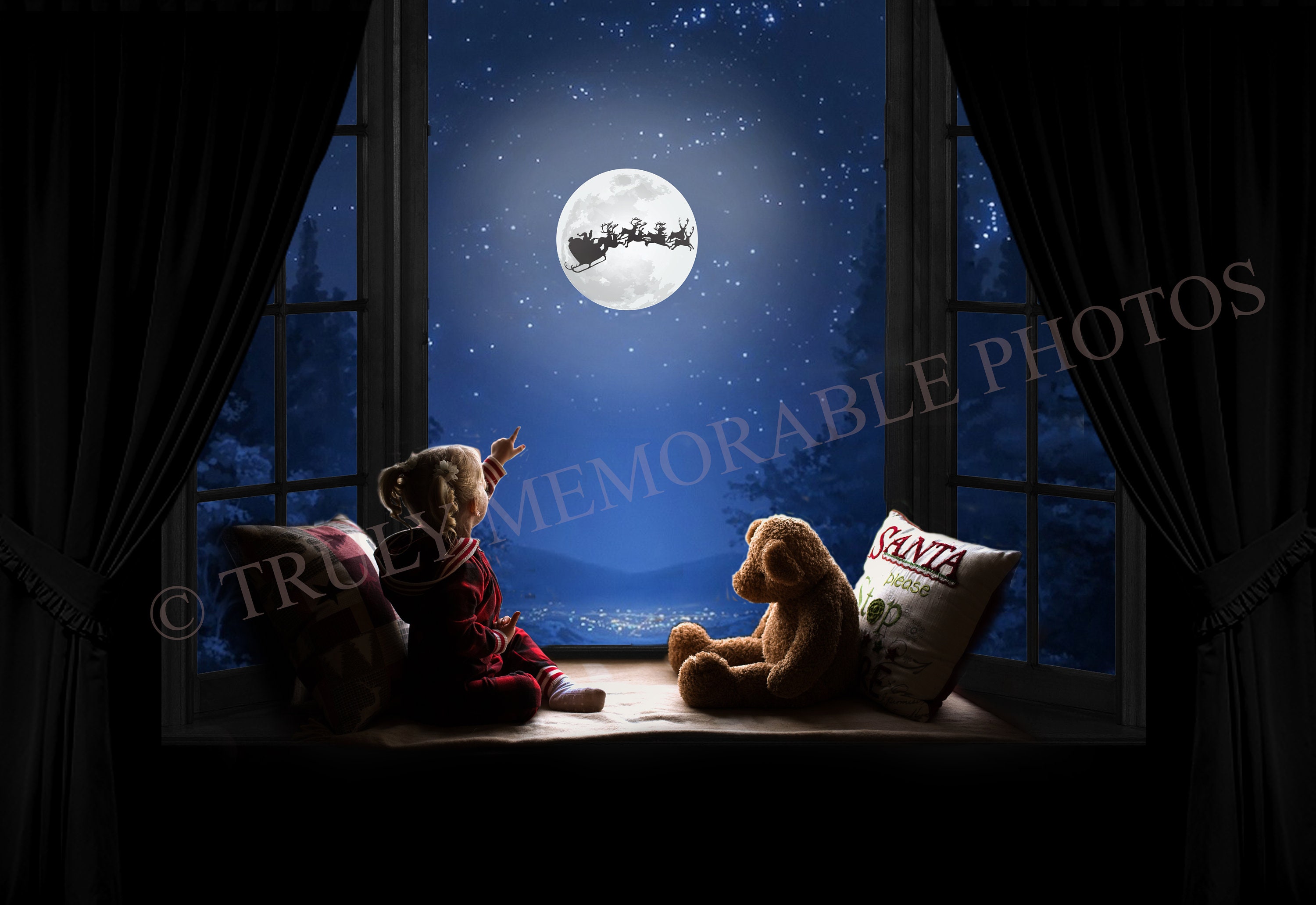 Christmas Window Digital Background - Etsy