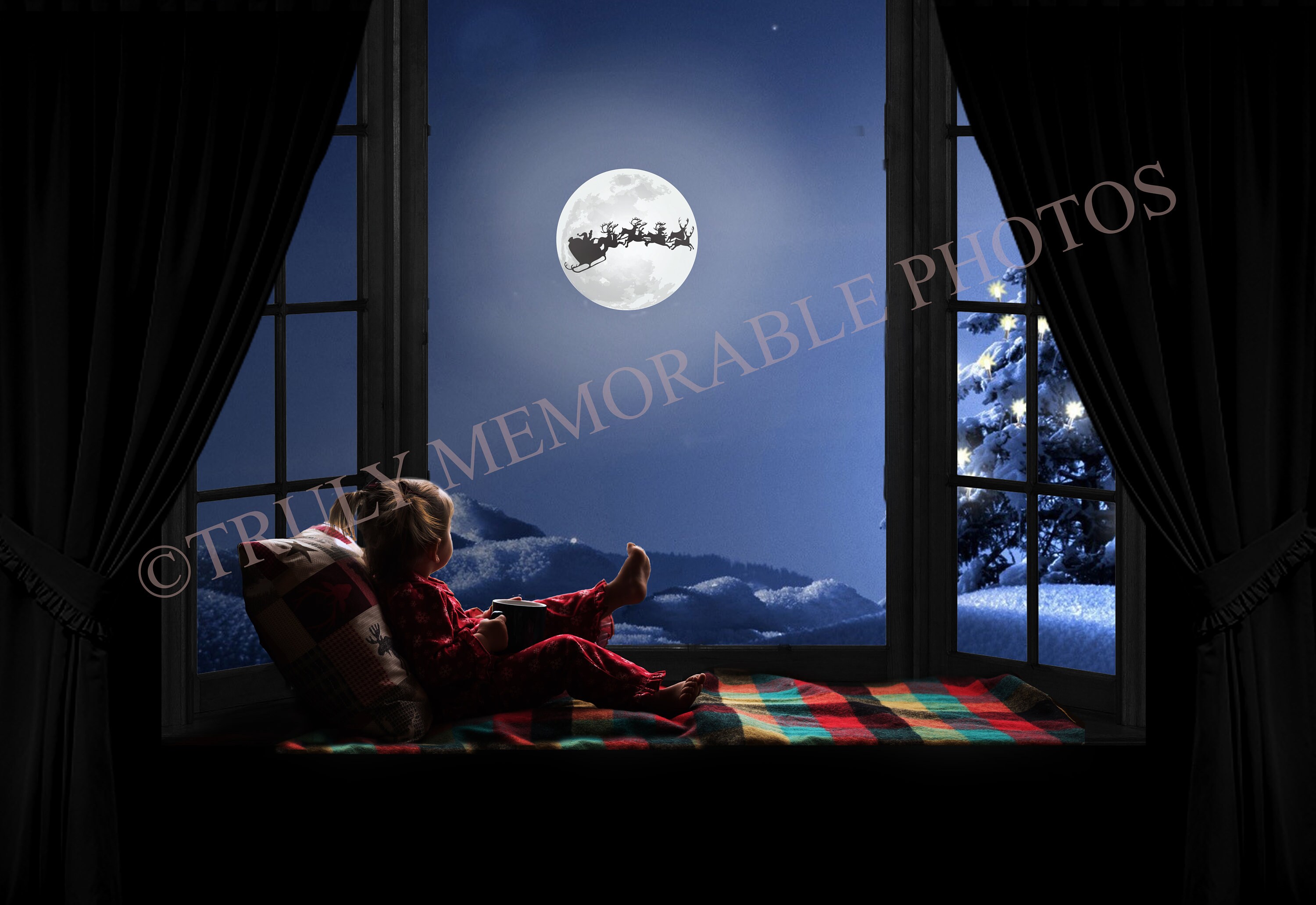 Christmas Window Digital Background - Etsy