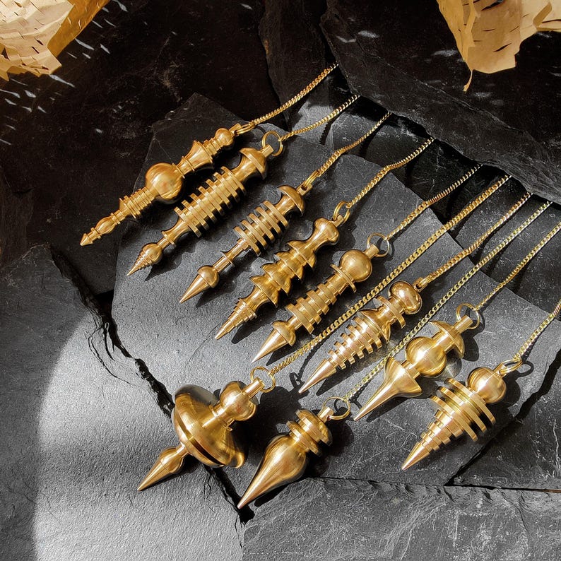 Brass Dowsing Pendulum + FREE PDF Guide - Divination Tool for Energy ...