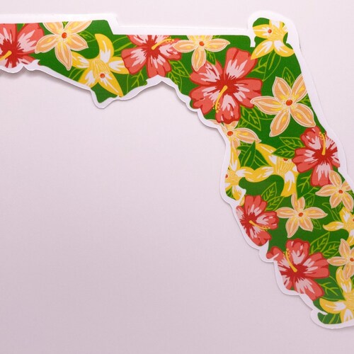 Florida Sticker Tropical Floral State Sticker Hydroflask - Etsy