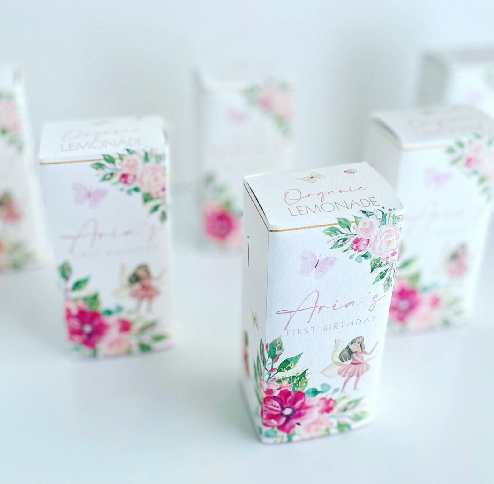 Fairy Garden Assembled Party Decorations Set Birthday Juice Box Water ...