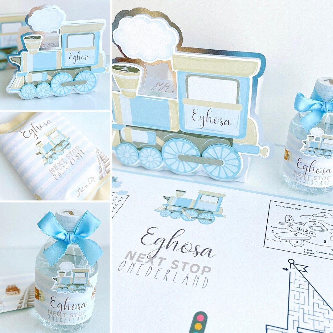 Train Party Decor Favors Birthday Custom Favor Boxes Water Labels ...