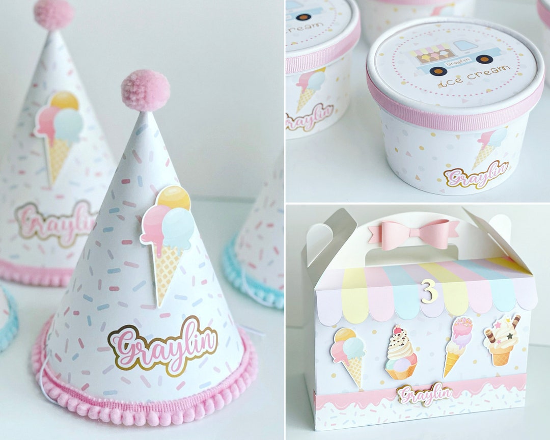 Ice Cream Party Decorations Set Birthday Custom Party Hat Ice Cream ...