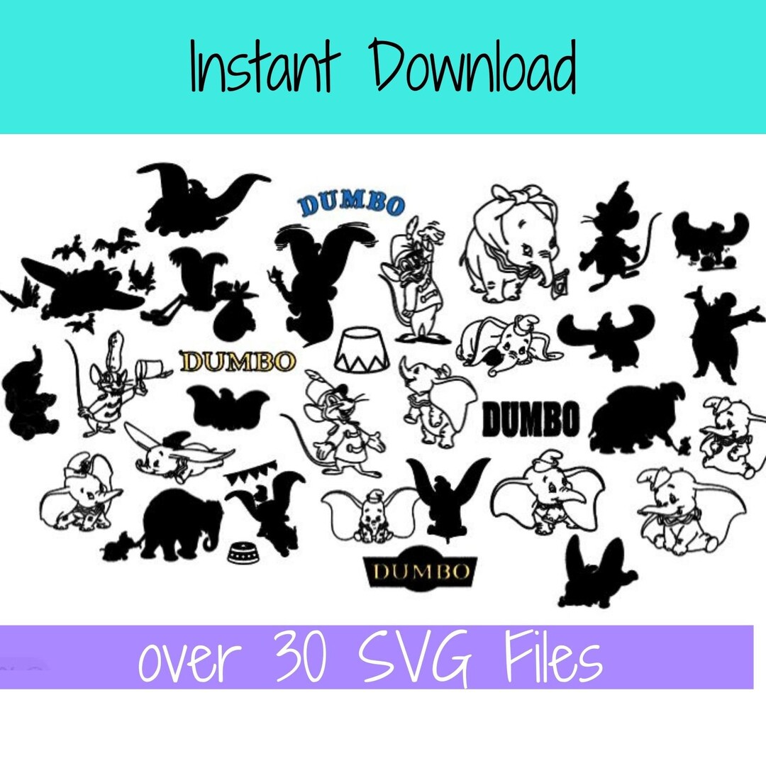 Flying Elephant Dumbo SVG Digital Files Instant Download - Etsy