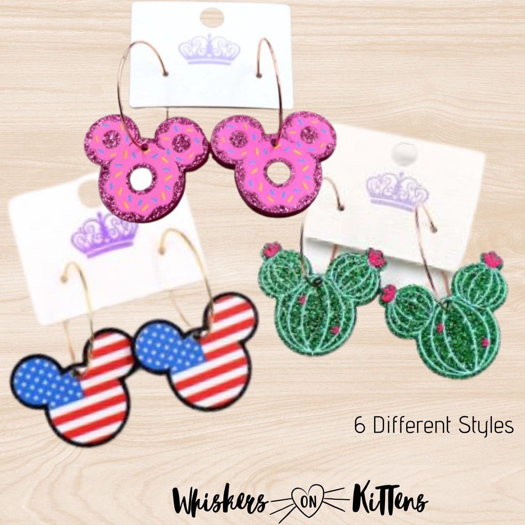 Mickey Mouse Acrylic Resin Hoop Earrings 6 Styles Cactus, Americana ...
