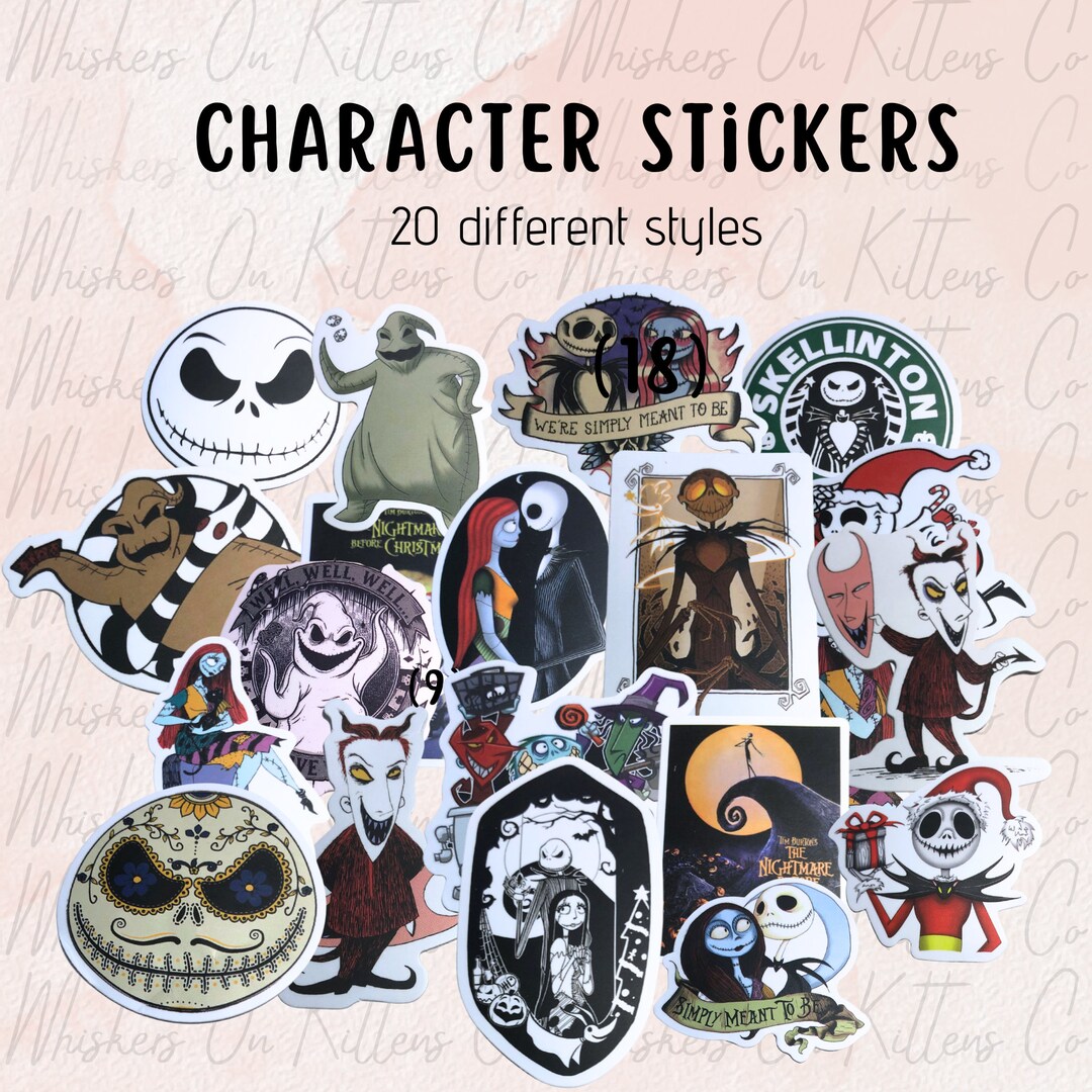 Nightmare Before Christmas Stickers Jack and Sally Stickers Character Stickers - Etsy