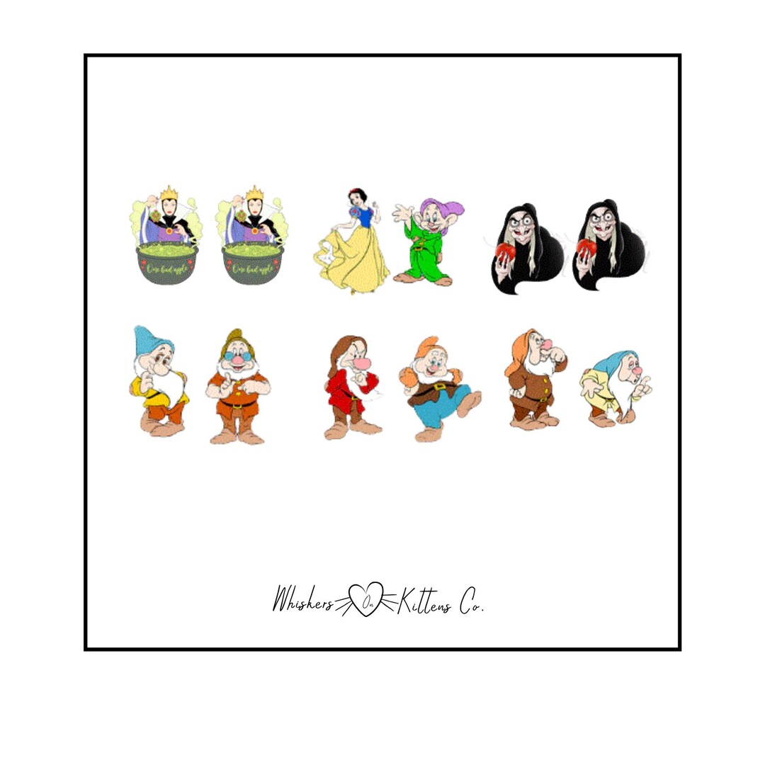 Snow White Character Stud Earrings: Mix & Match Acrylic Set - Etsy