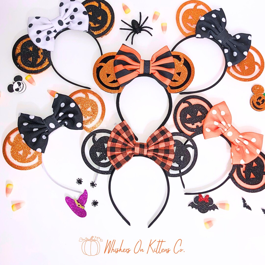 Pumpkin Jack-o-lantern Halloween Orange Black Mouse Ears Headbands - Etsy