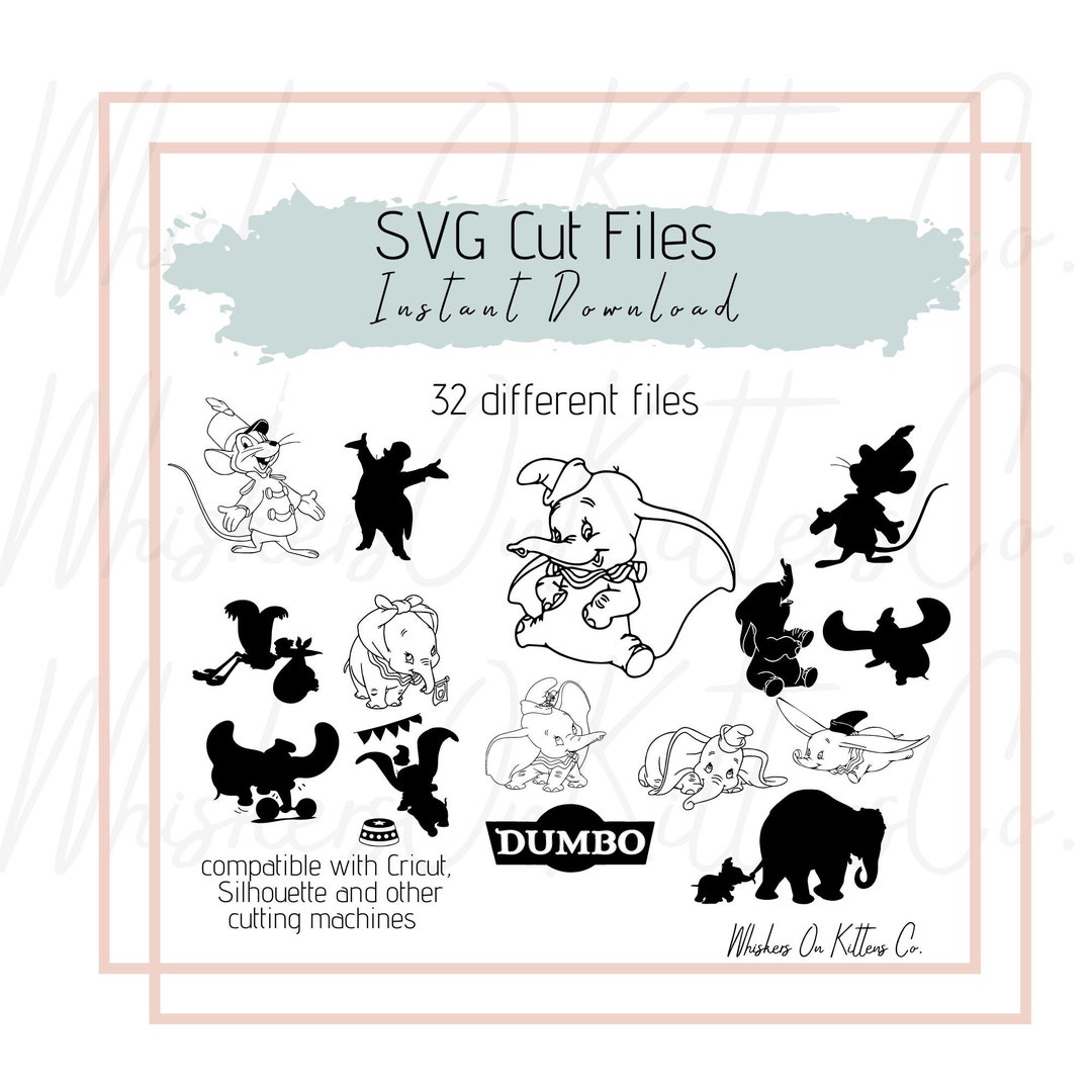 Flying Elephant Dumbo SVG Digital Files - Instant Download - Etsy