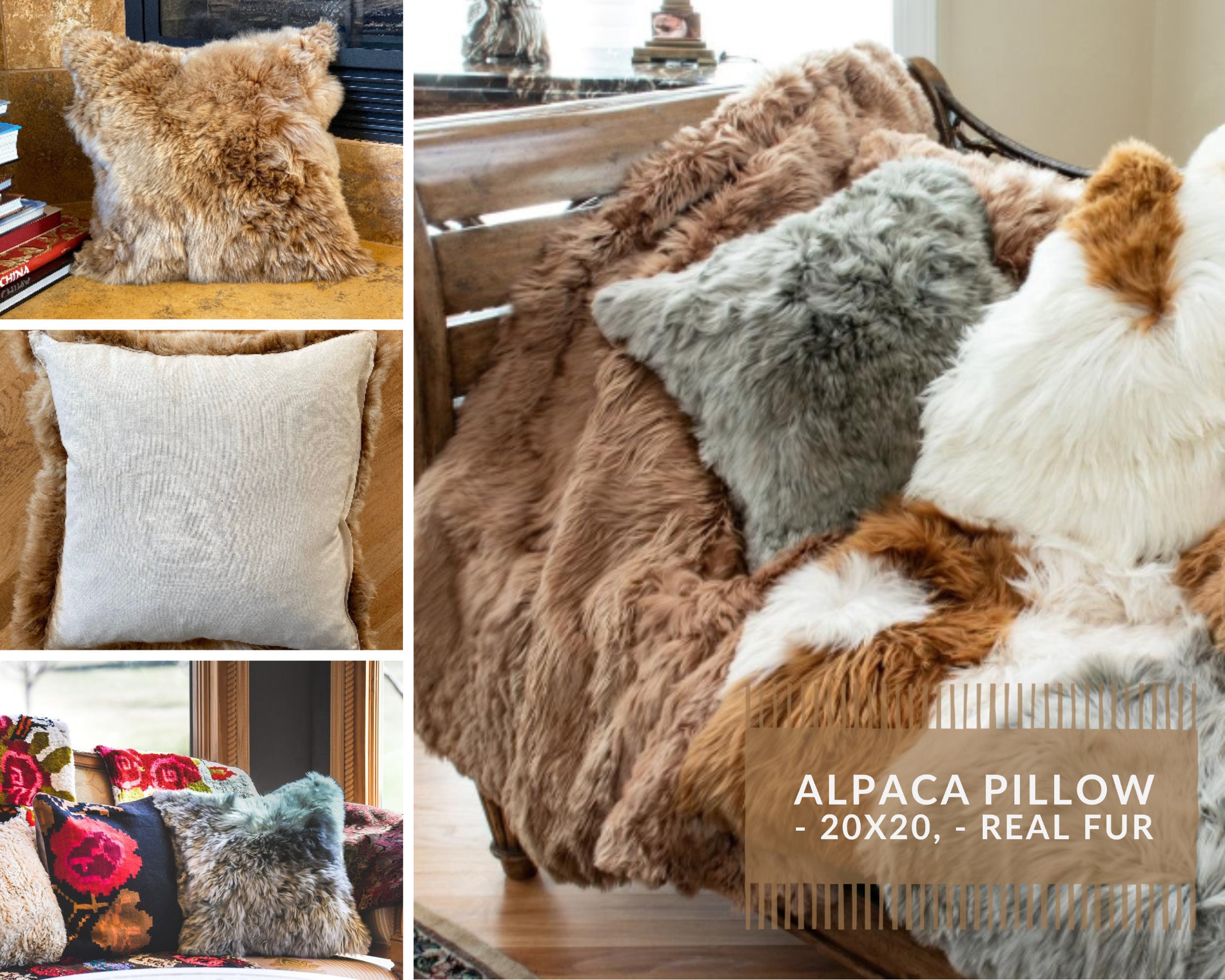 REAL SURI Alpaca Fur Throw Pillow Ultra Soft Natural - Etsy