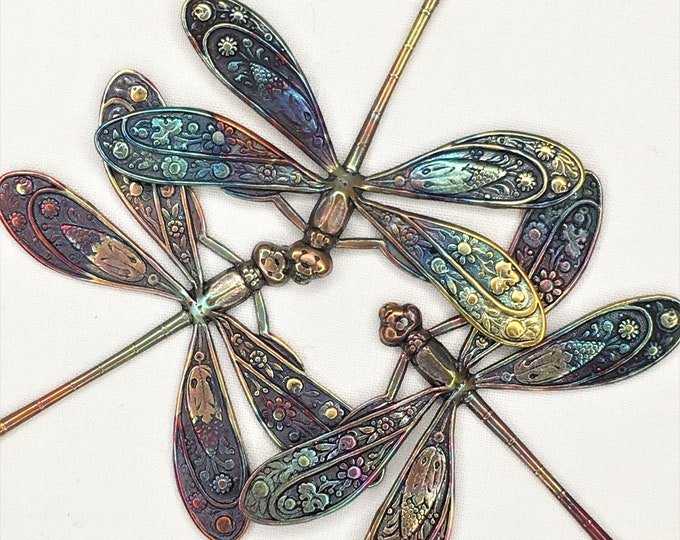 2 Large Metal Dragonfly Embellishment- SD-998 Antique Copper-raku ...
