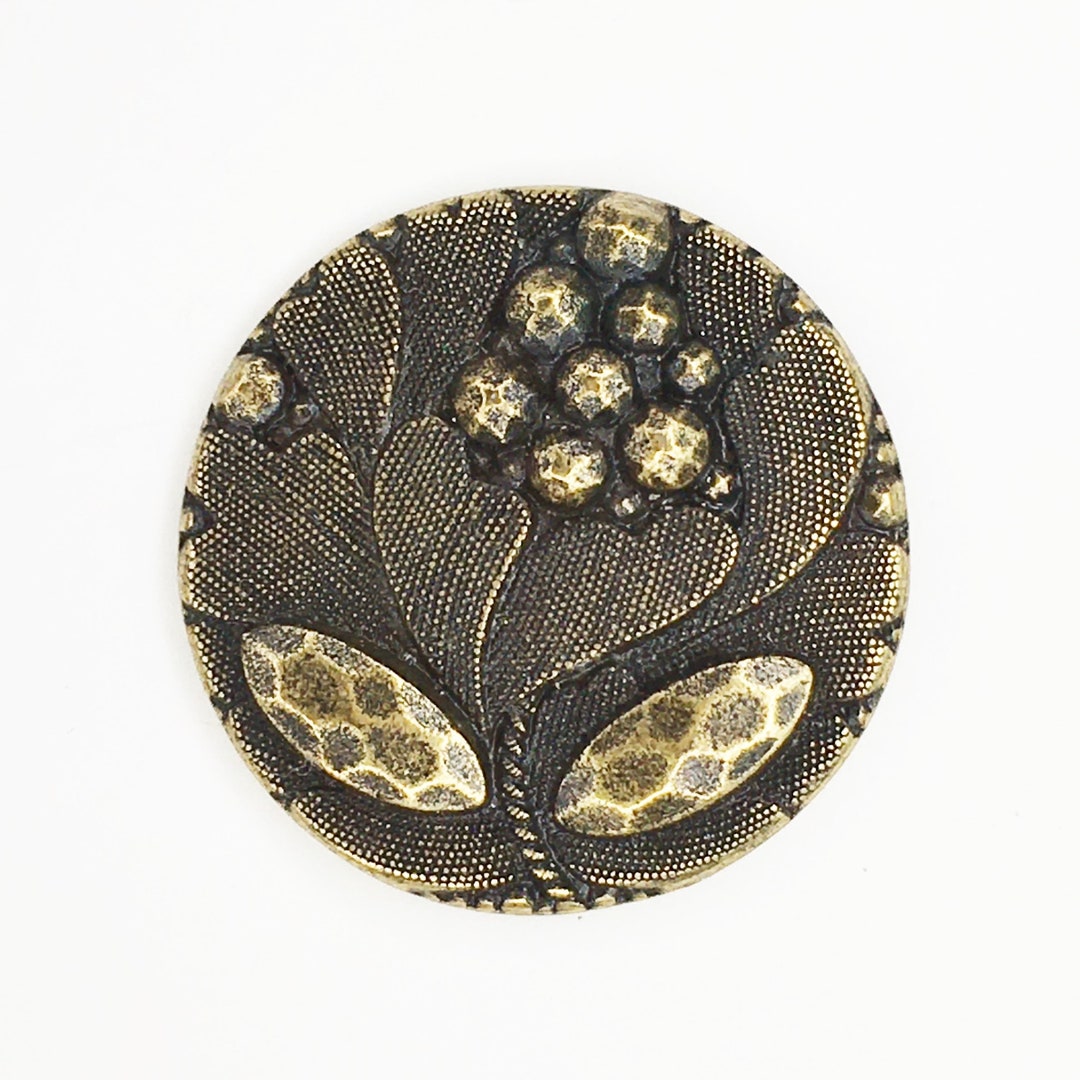 2 Antique Brass Reproduction Buttons Bin AR-518 - Etsy