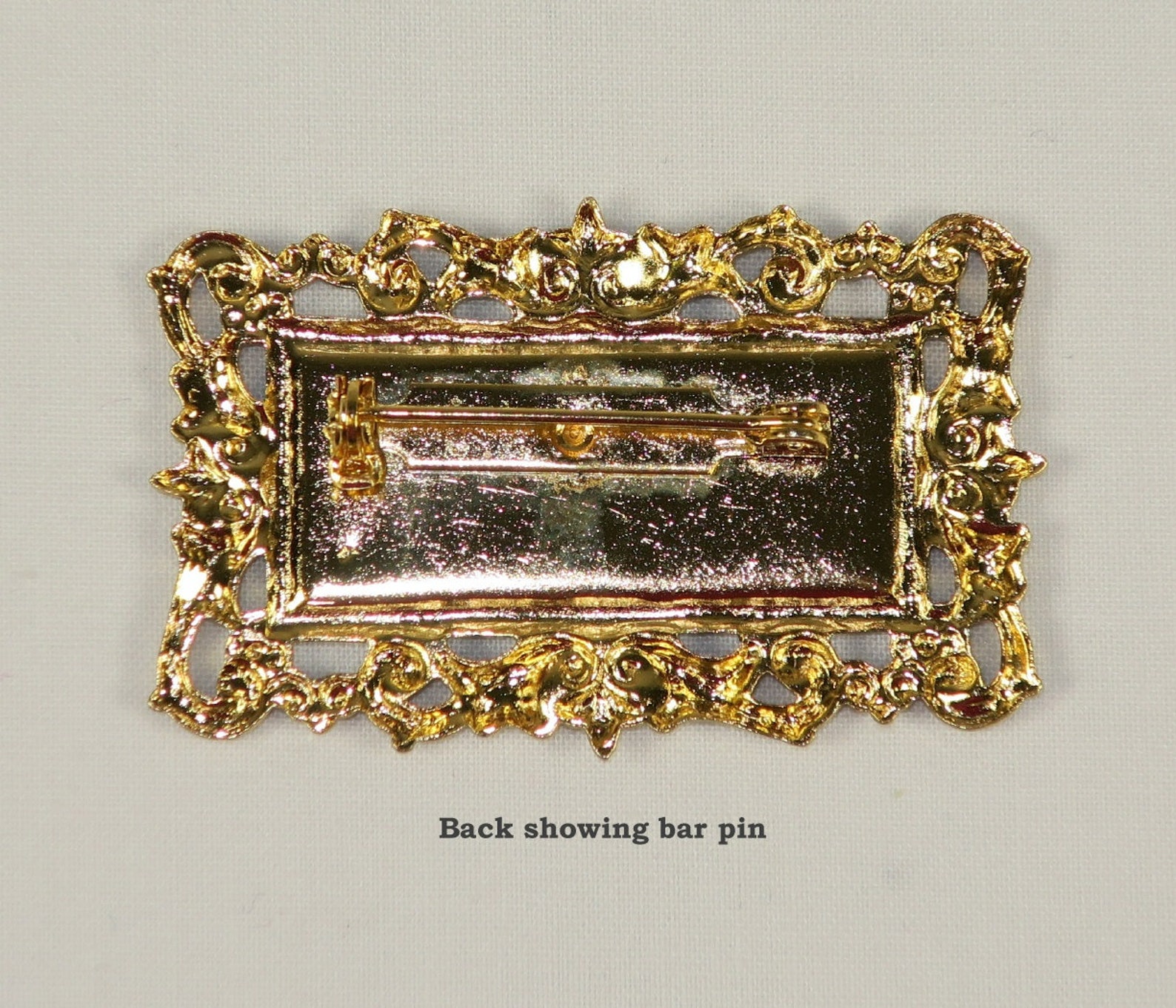 Ornate Metal Bar Pin 1 X 1 3/4 Inch Antique Gold Plate - Etsy