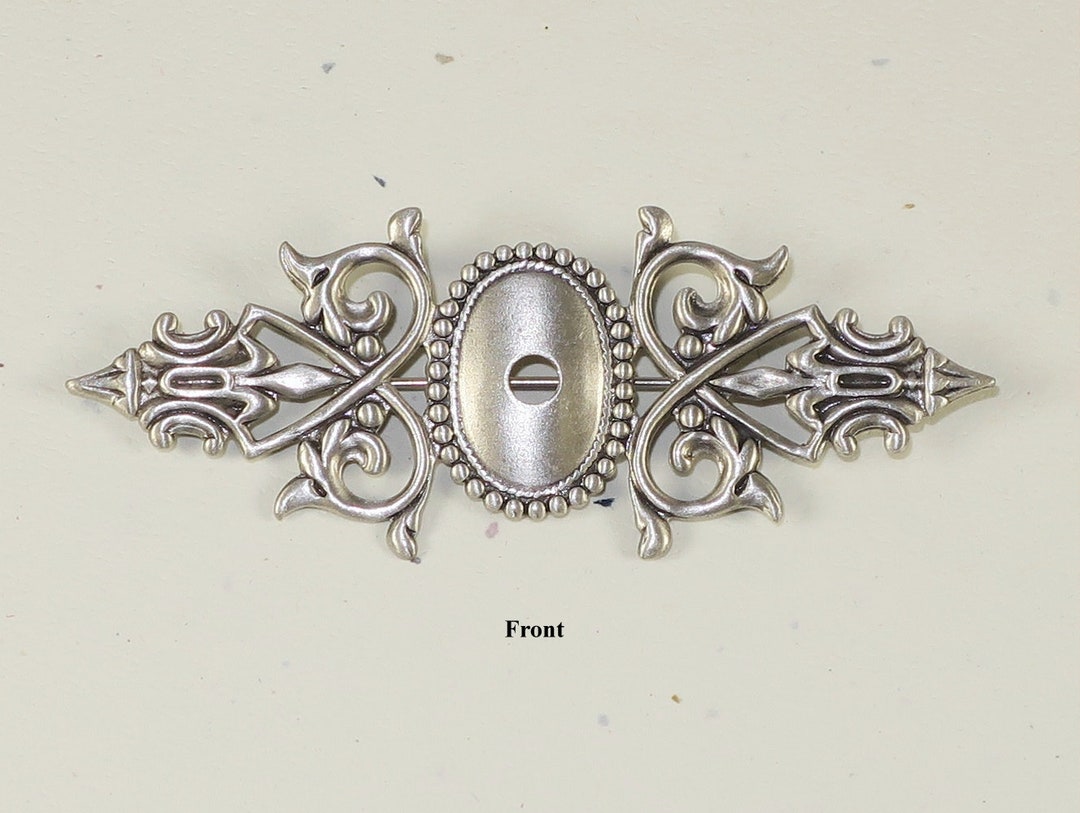 Ornate Metal Bar Pin 1 X 3 Inch Antique Satin Silver Plate - Etsy