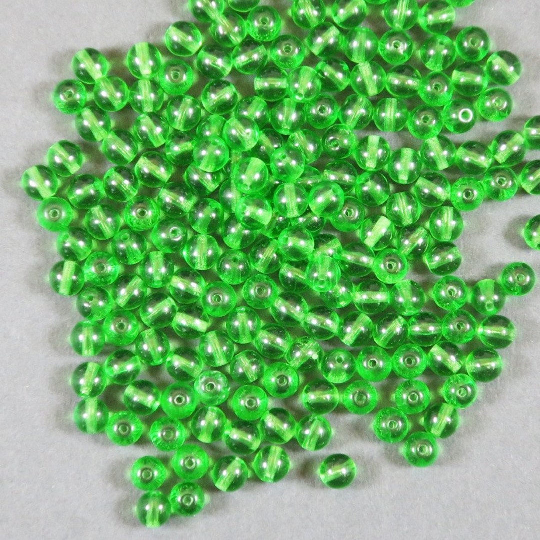 4 Mm, Transparent, Kelly Green, Glass Beads- 200 Pcs. for 5.00- Bin ...