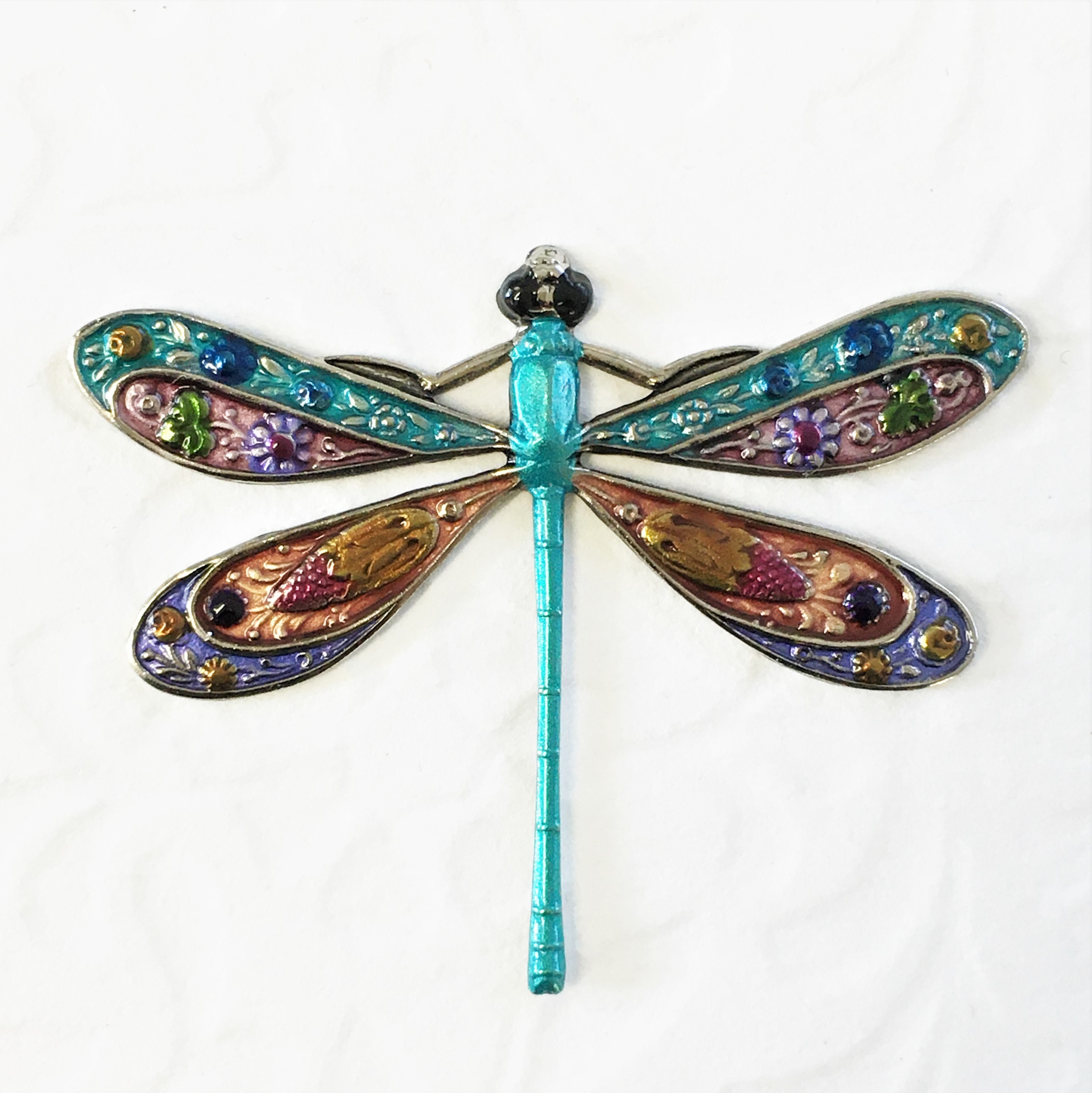 Large Metal Dragonfly Embellishment Hand Painted Antique - Etsy