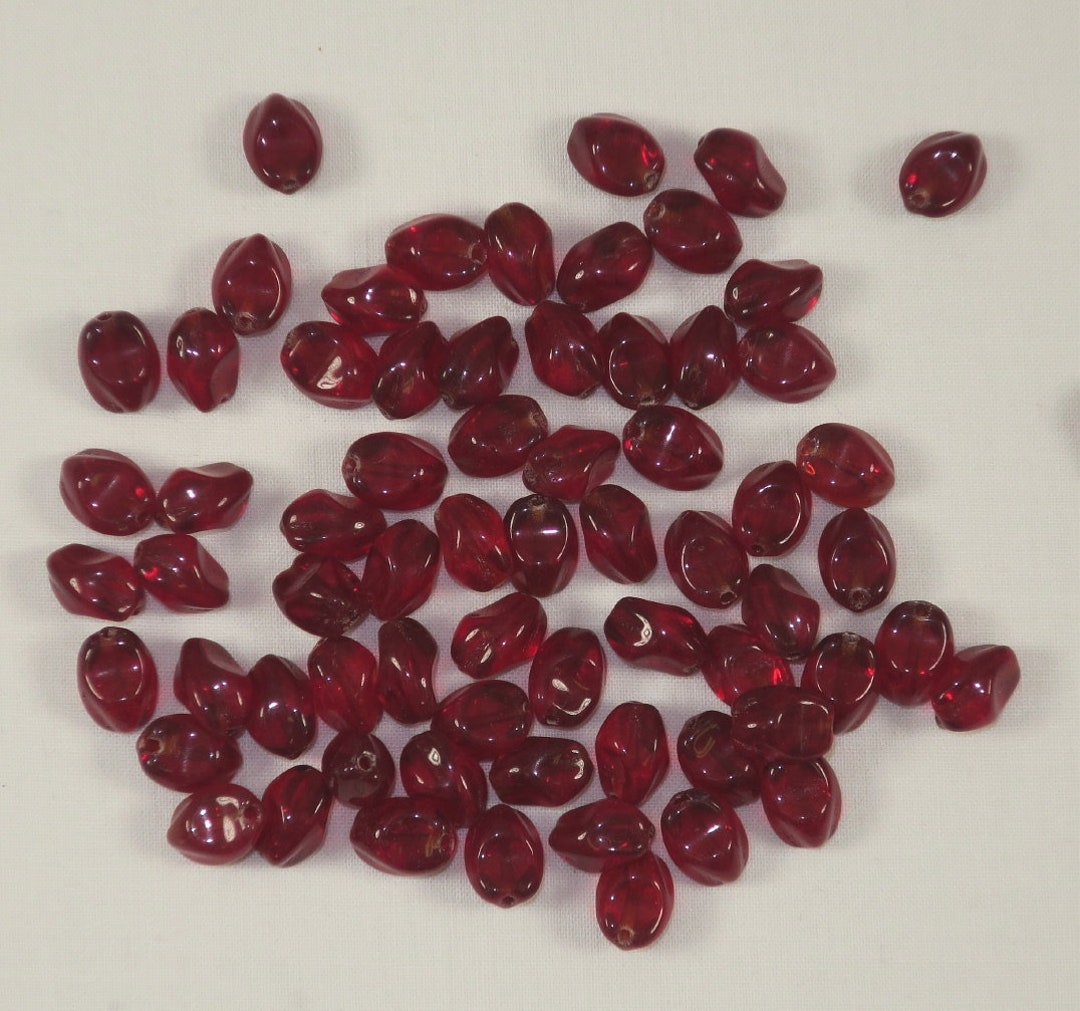 Ruby Red 6X9 Mm Twisted Bean Glass Beads 100 Beads for - Etsy