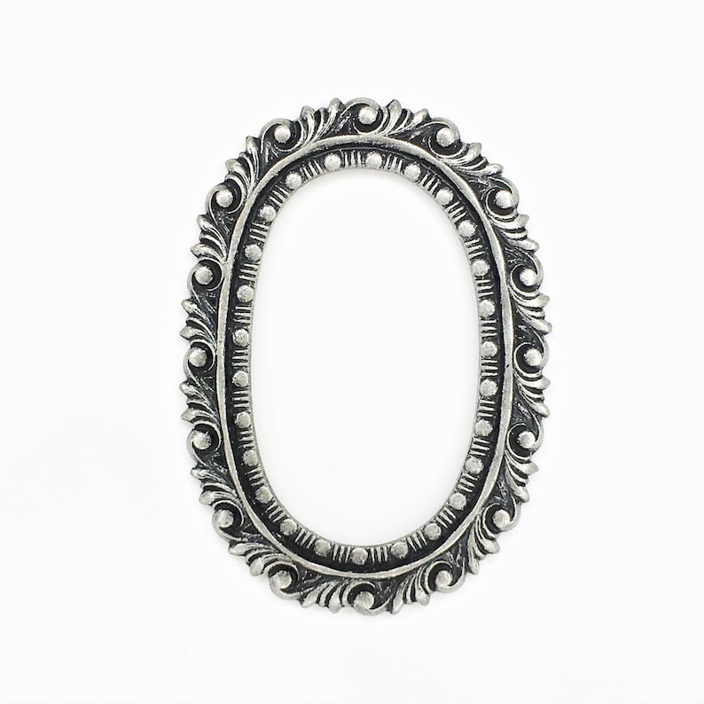 Miniature, Ornate, Oval Filigree Frame - Antique Pewter- 2 for 3.25-bin ...