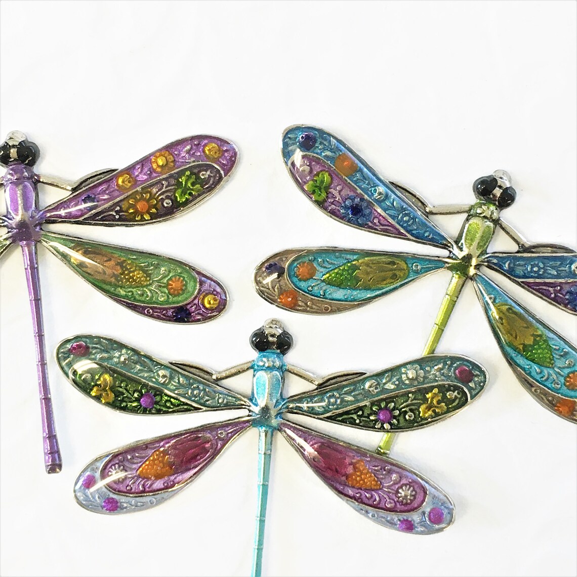 Large Metal Dragonfly Embellishment Hand Painted With Resin - Etsy