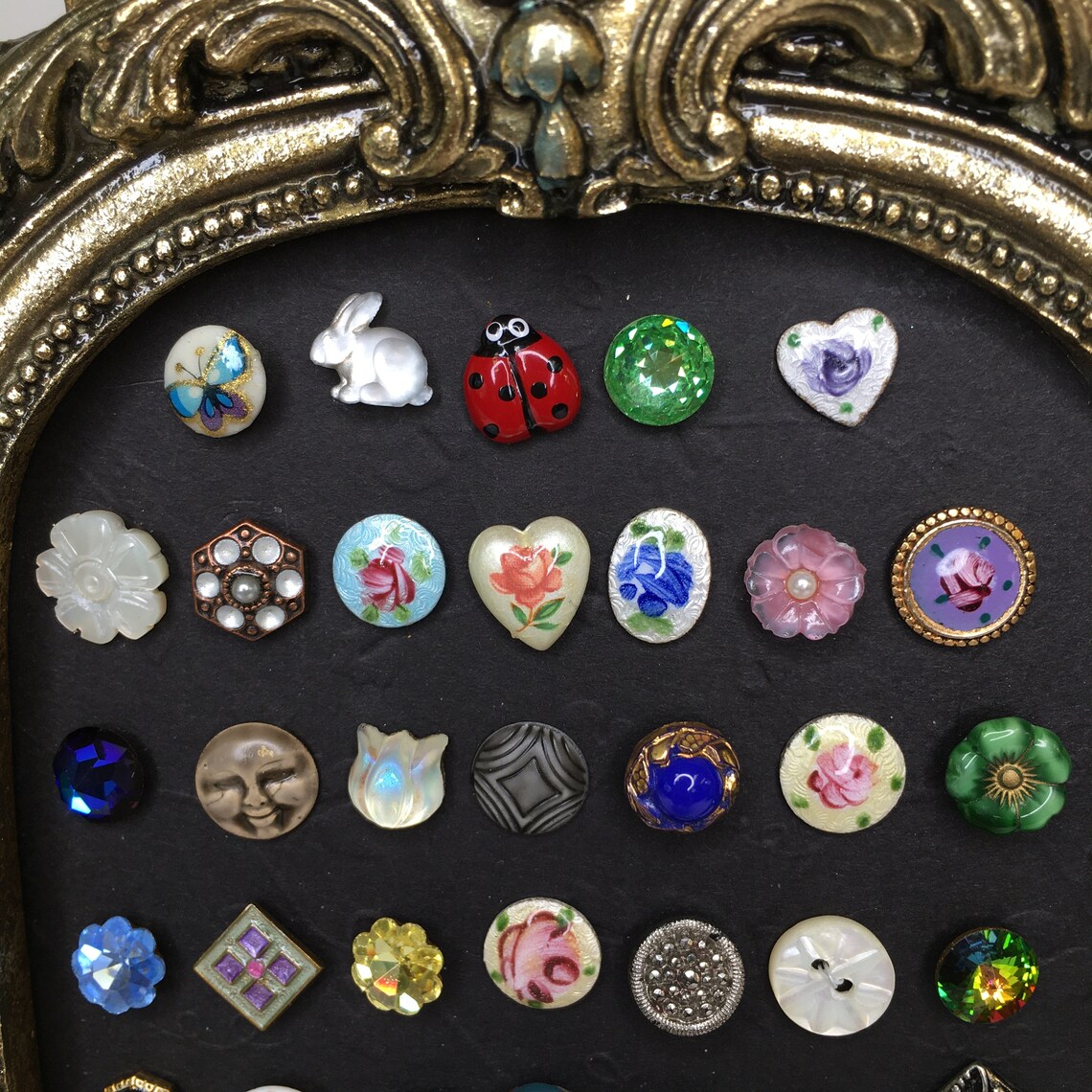 Frame With 54 Antique and Vintage, Buttons-small and Diminutive-no. 8 ...