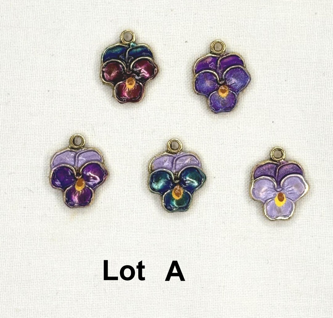 5 Pcs. of Metal, Hand Painted Pansy Charms-c-968 - Lot A - Etsy