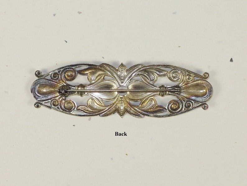 Ornate Metal Bar Pin Antique Satin Silver Plate on Brass 70 - Etsy