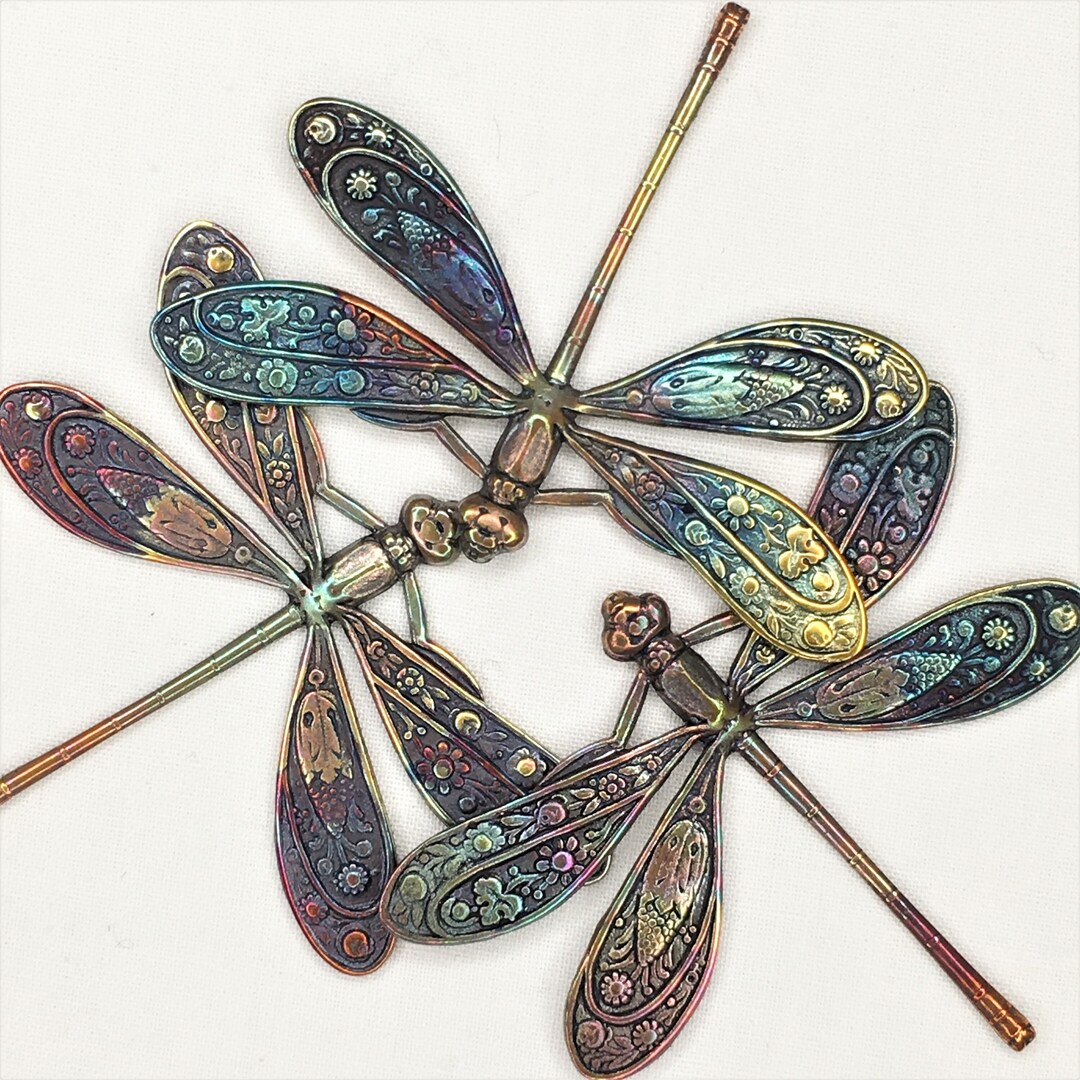 2 Large Metal Dragonfly Embellishment- SD-998 Antique Copper-raku ...