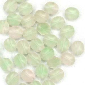 50 Pcs. of 8 X 9mm, Pale Rose and Pale Lemon Lime Frosted Beach Glass ...