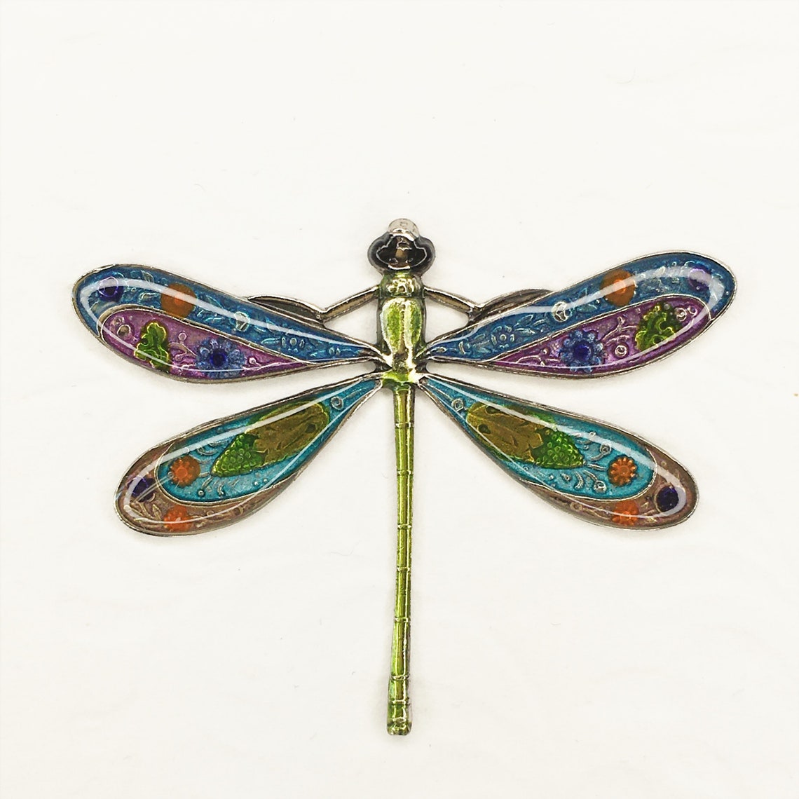 Large Metal Dragonfly Embellishment Hand Painted With Resin - Etsy