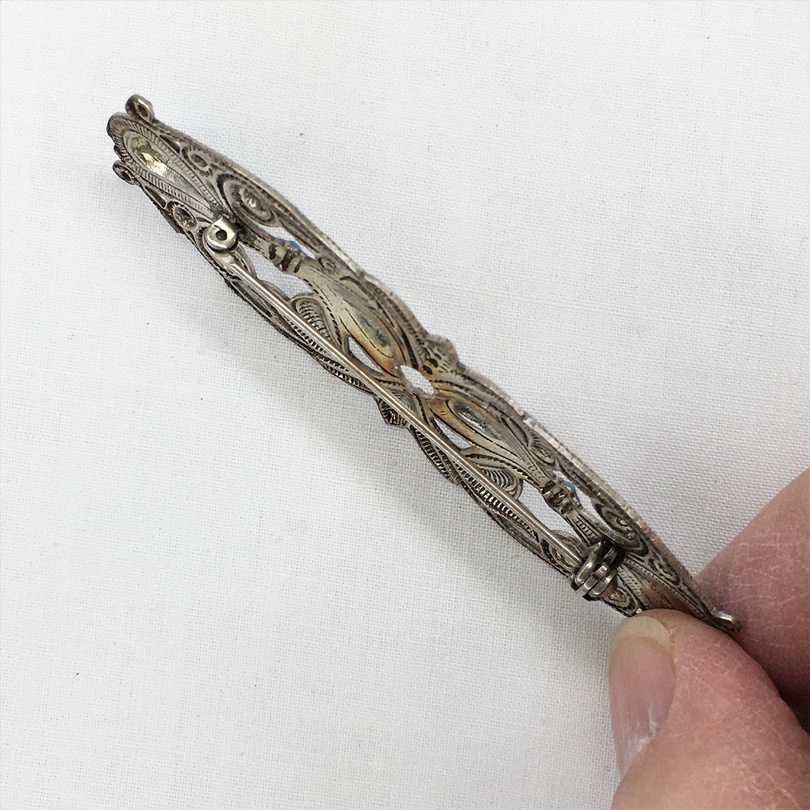 Ornate Metal Bar Pin Antique Satin Silver Plate on Brass 70 - Etsy