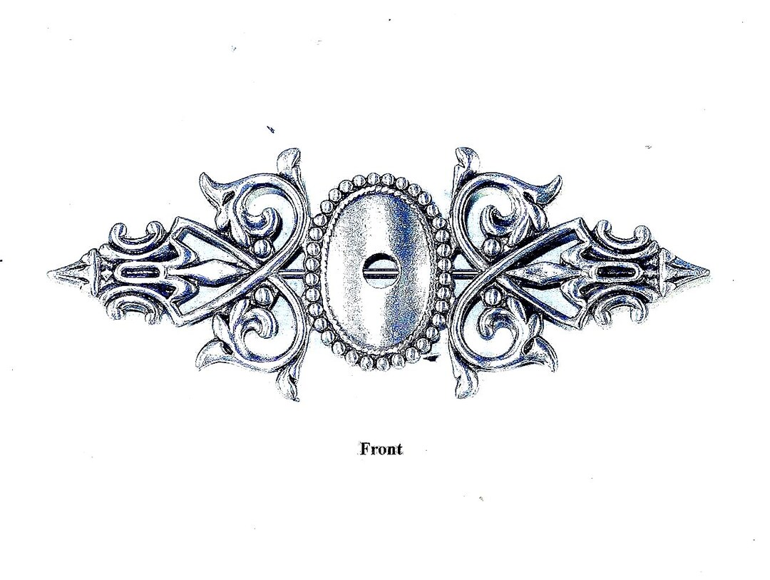 Ornate, Metal Bar Pin- 1 X 3 Inch- Antique Satin Silver Plate on Brass ...