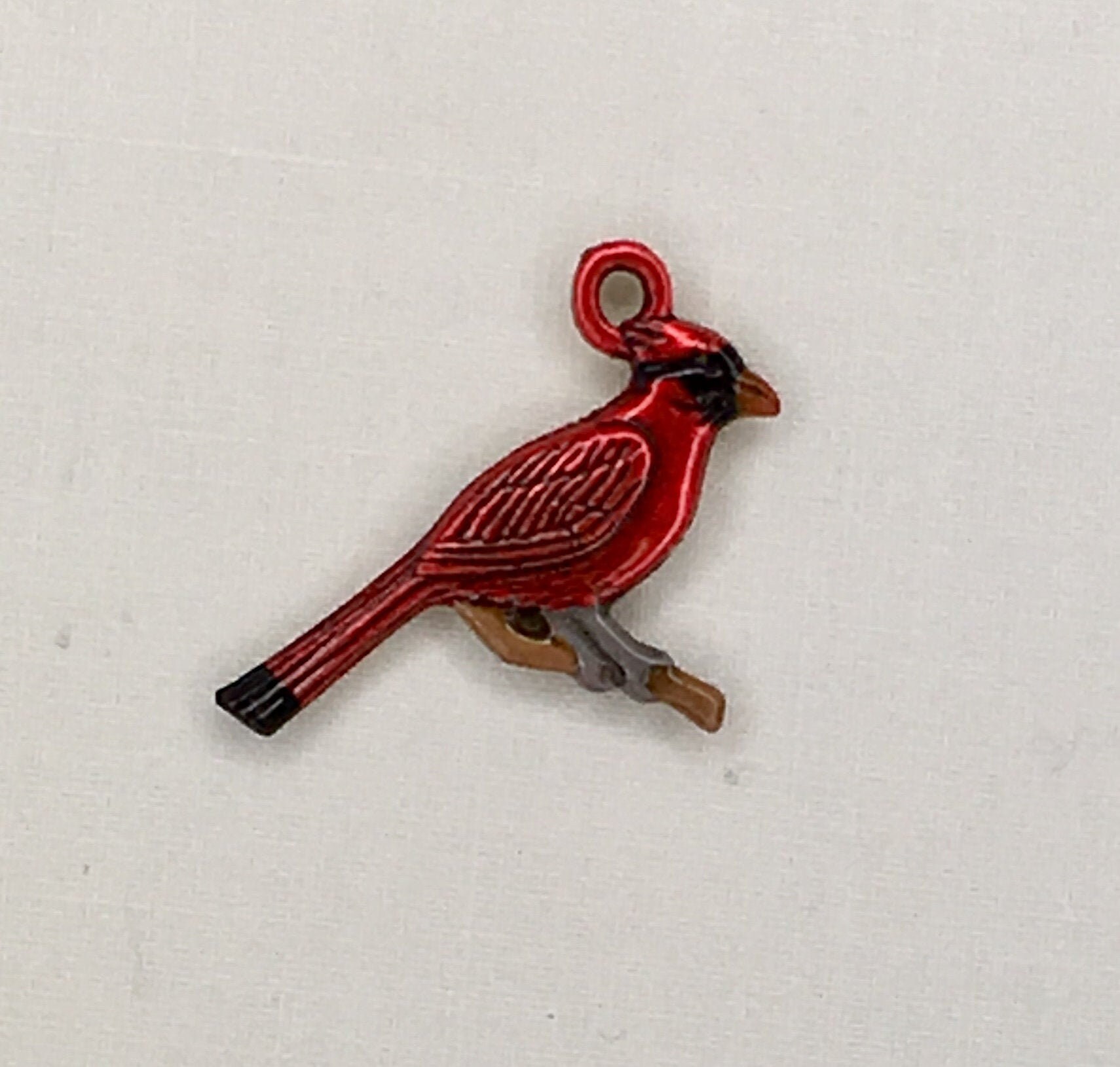 Red Cardinal Hand Painted Cast Metal Charm-c-809 - Etsy