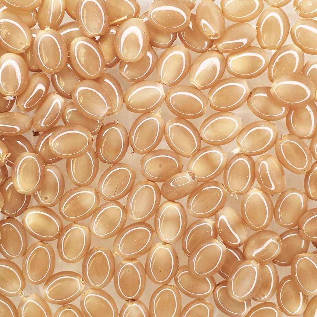 75 Pcs. of 6 X 8mm, Oval, Light Tan, Bean Bead-bin # 197 - 75 Beads - Etsy