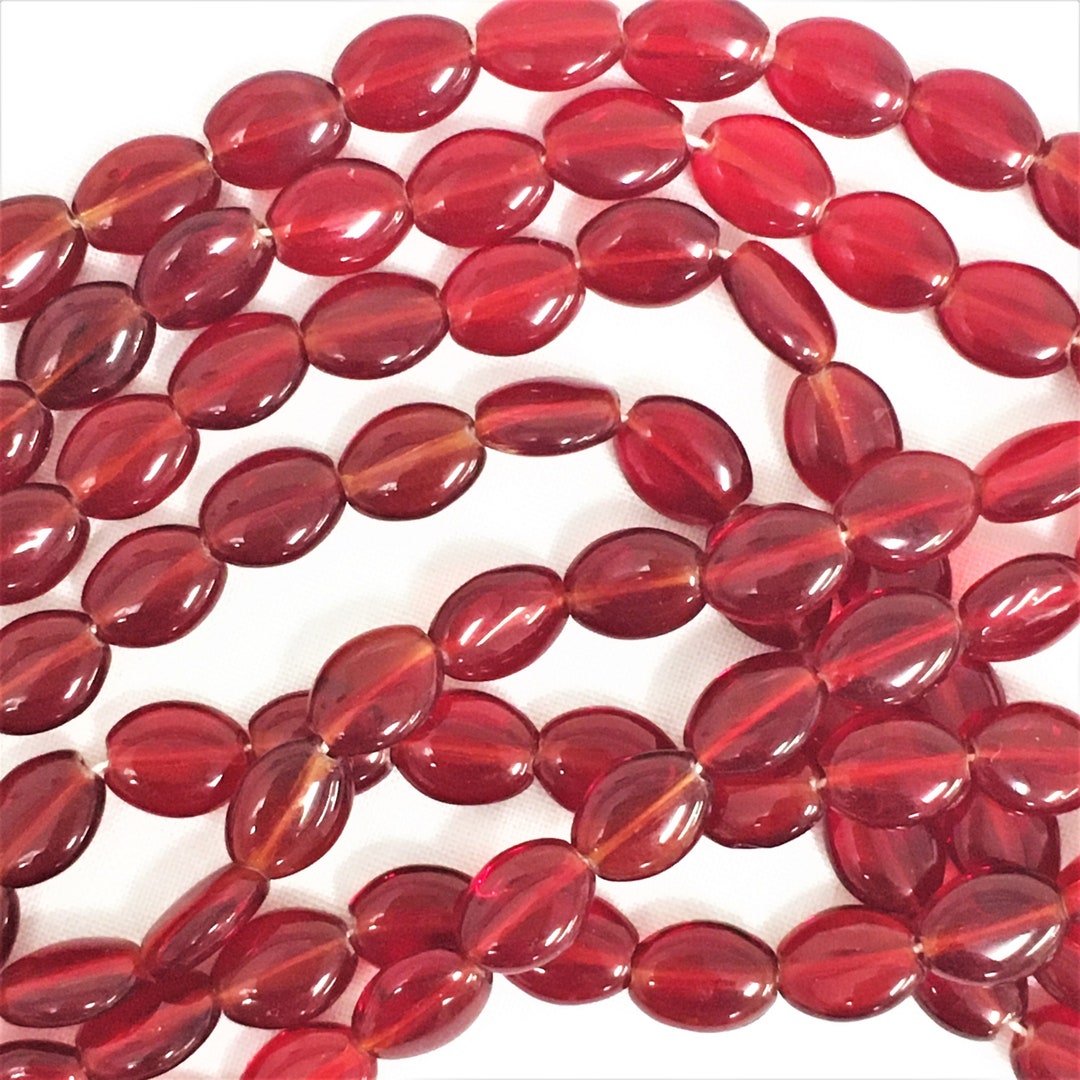 6 X 8 Mm, Oval, Ruby Red, Bean Glass Bead-50 Pieces-bin# 52 - Etsy