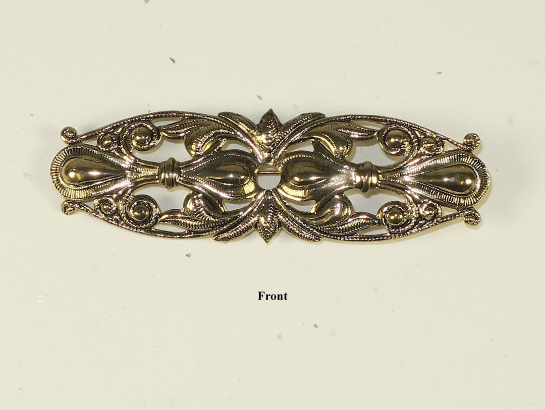 Ornate, Metal Bar Pin 70 Mm Antique Gold Plate Over Brass - Etsy
