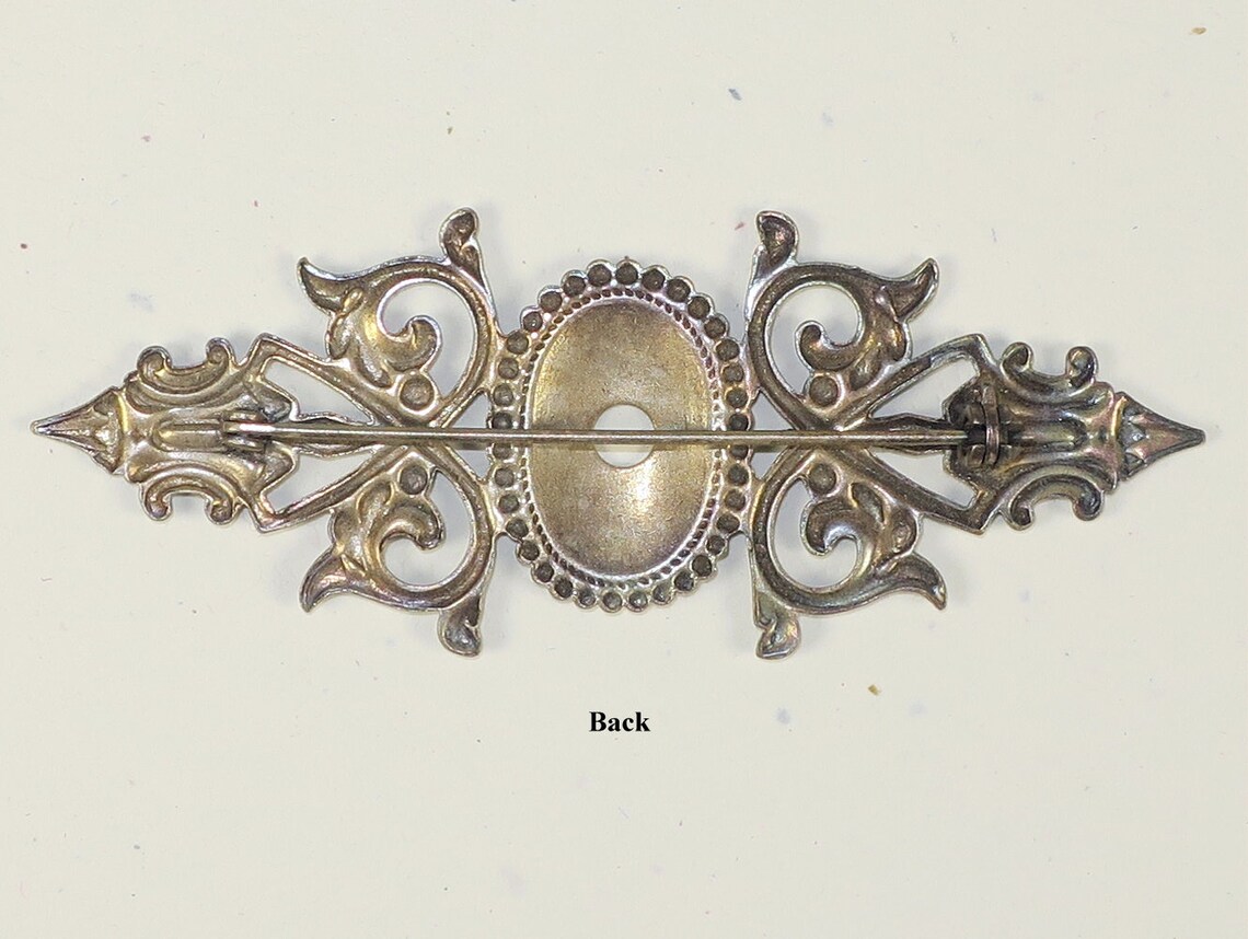 Ornate Metal Bar Pin 1 X 3 Inch Antique Satin Silver Plate - Etsy