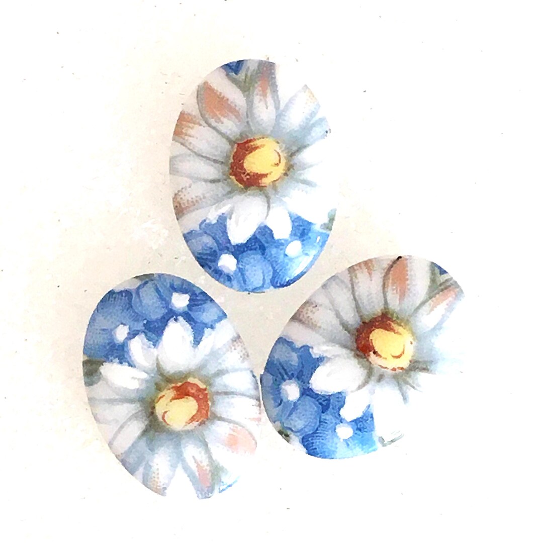 12 Pcs. of 18 X 13mm Porcelain Oval, Daisy Cabochon- VB 102 - Etsy