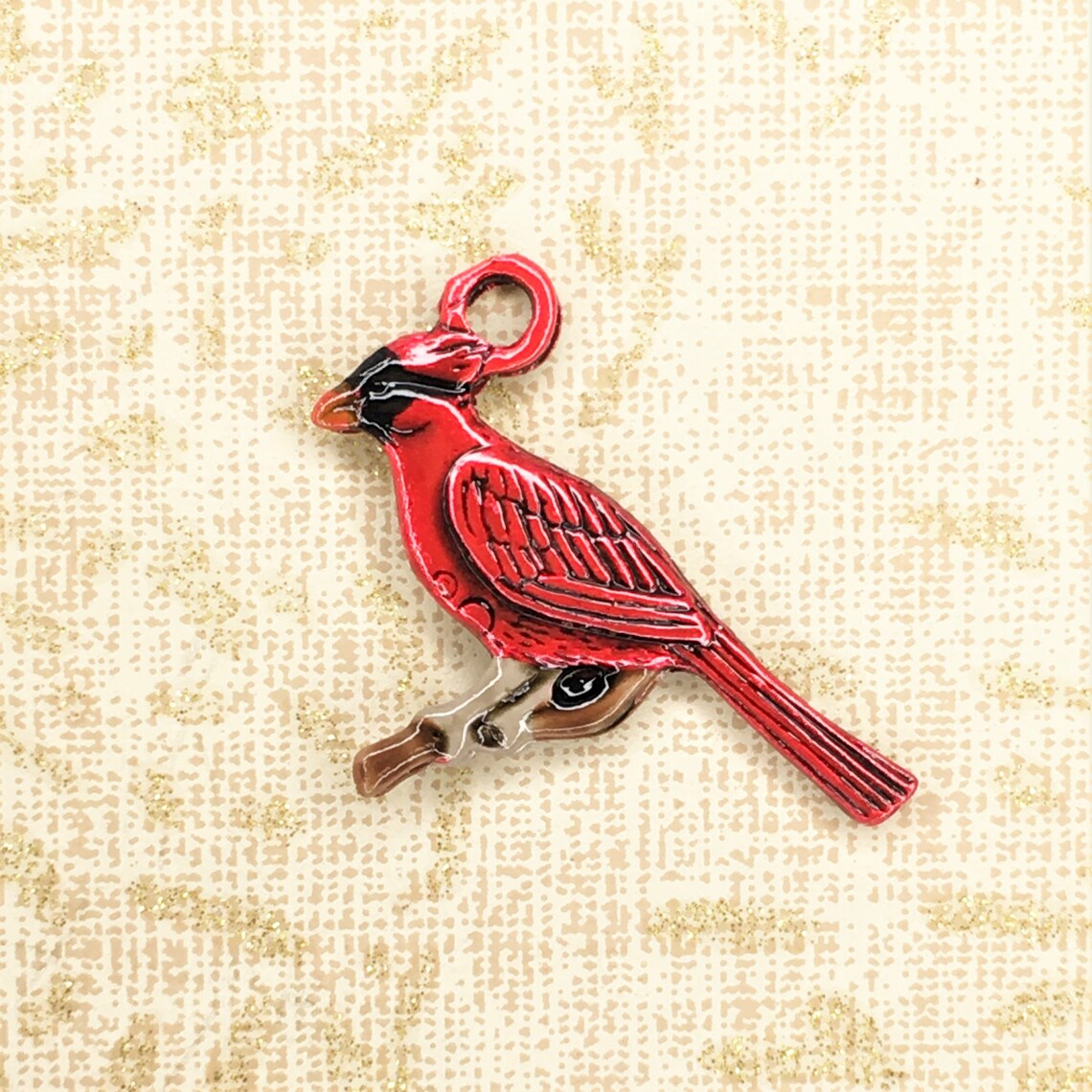 Red Cardinal Hand Painted Cast Metal Charm-c-809 - Etsy