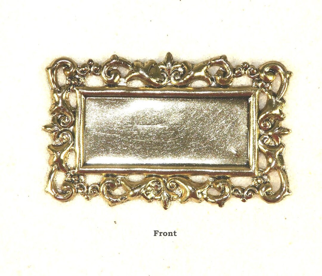 Ornate, Metal Bar Pin- 1 X 1 + 3/4 Inch- Antique Gold Plate Over Brass ...