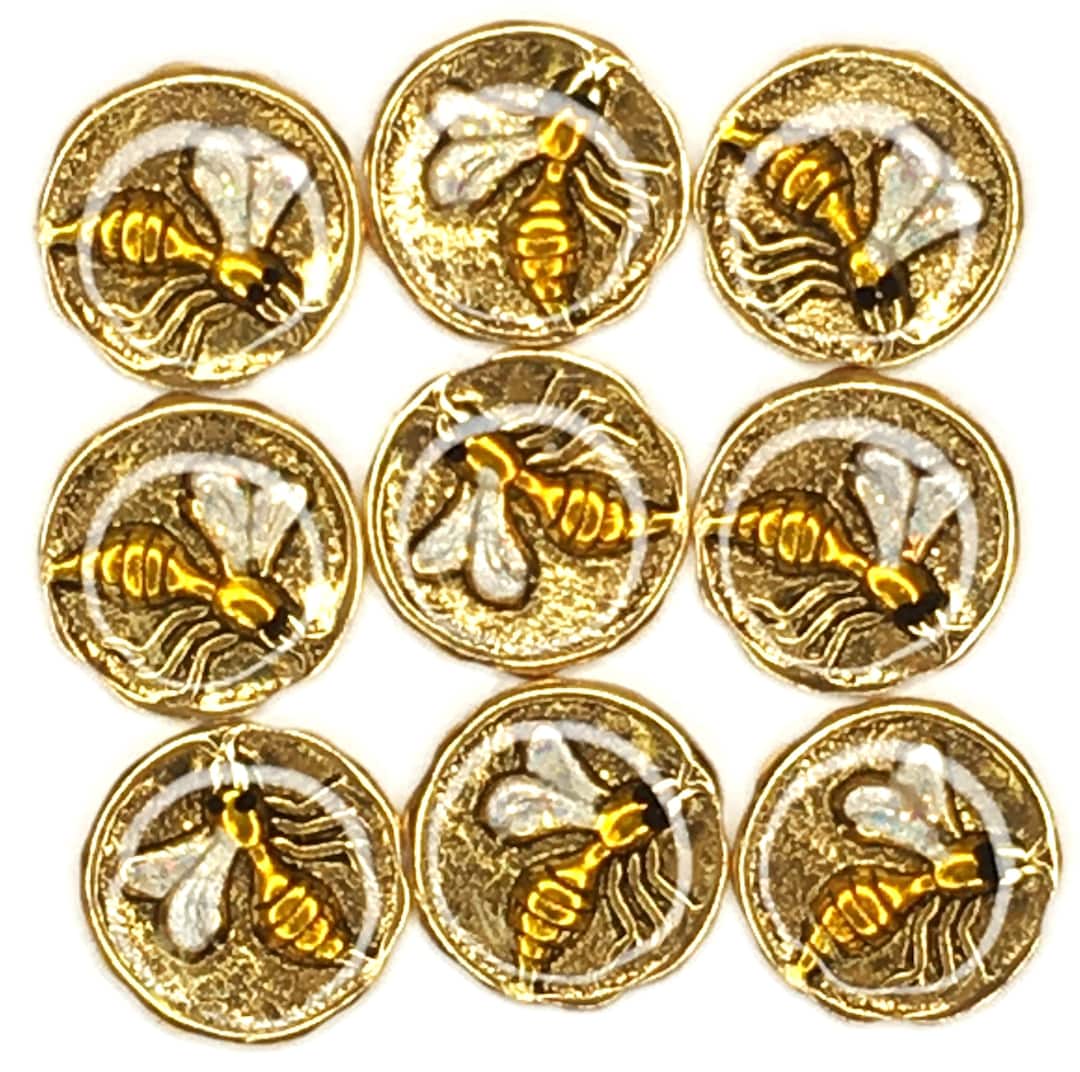 2 Pairs of Tiny, Metal, Round Bee Cabochons - Etsy