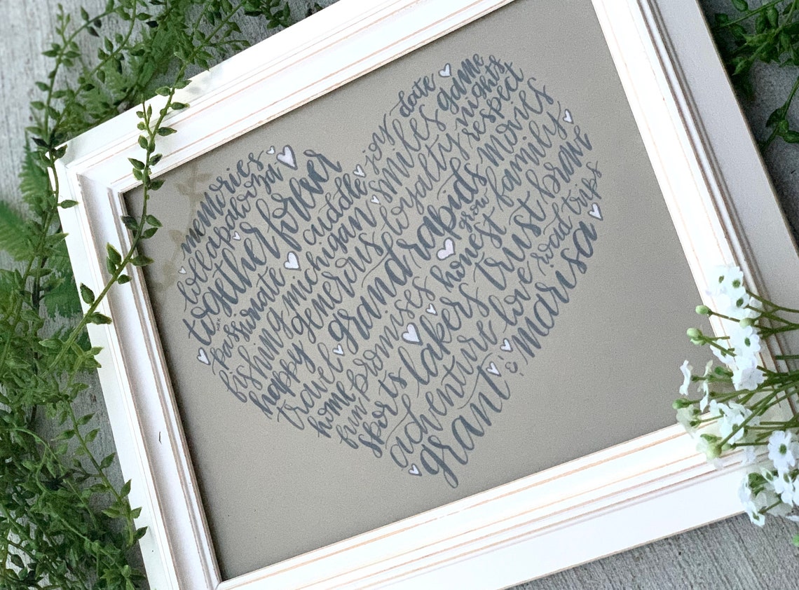Personalized Calligraphy Heart - Etsy
