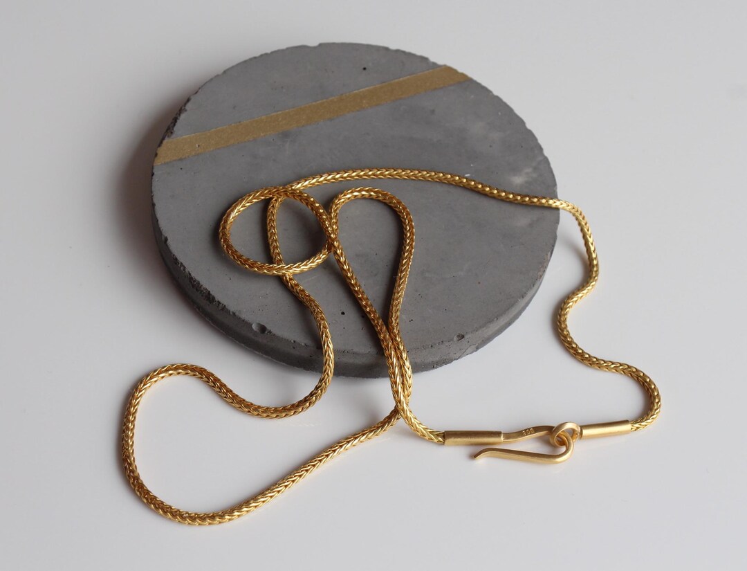 2 Mm Thick Foxtail Chain Made of 900 Gold With Handcrafted Hook Clasp ...