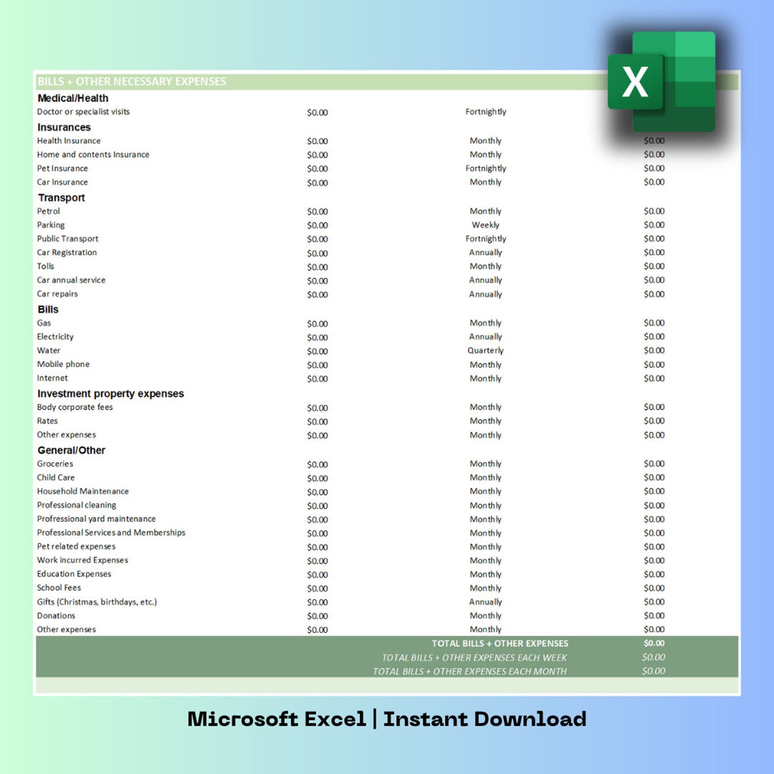 Simple Personal Budget Tracker - Etsy