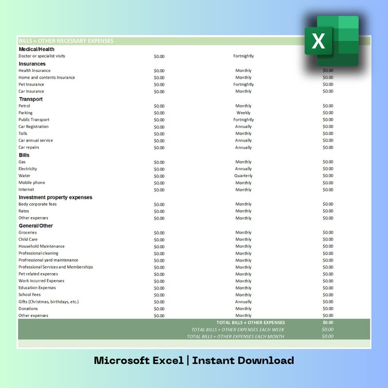 Simple Personal Budget Tracker - Etsy