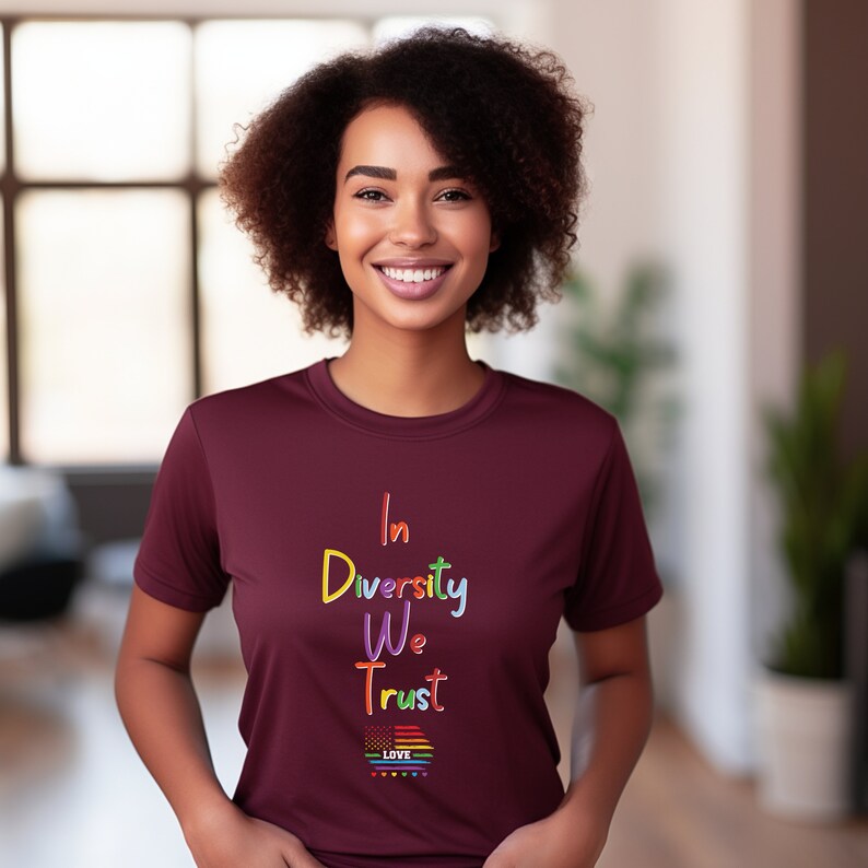 In Diversity We Trust Rainbow Tshirt, Rainbow USA Flag Design Shirt ...
