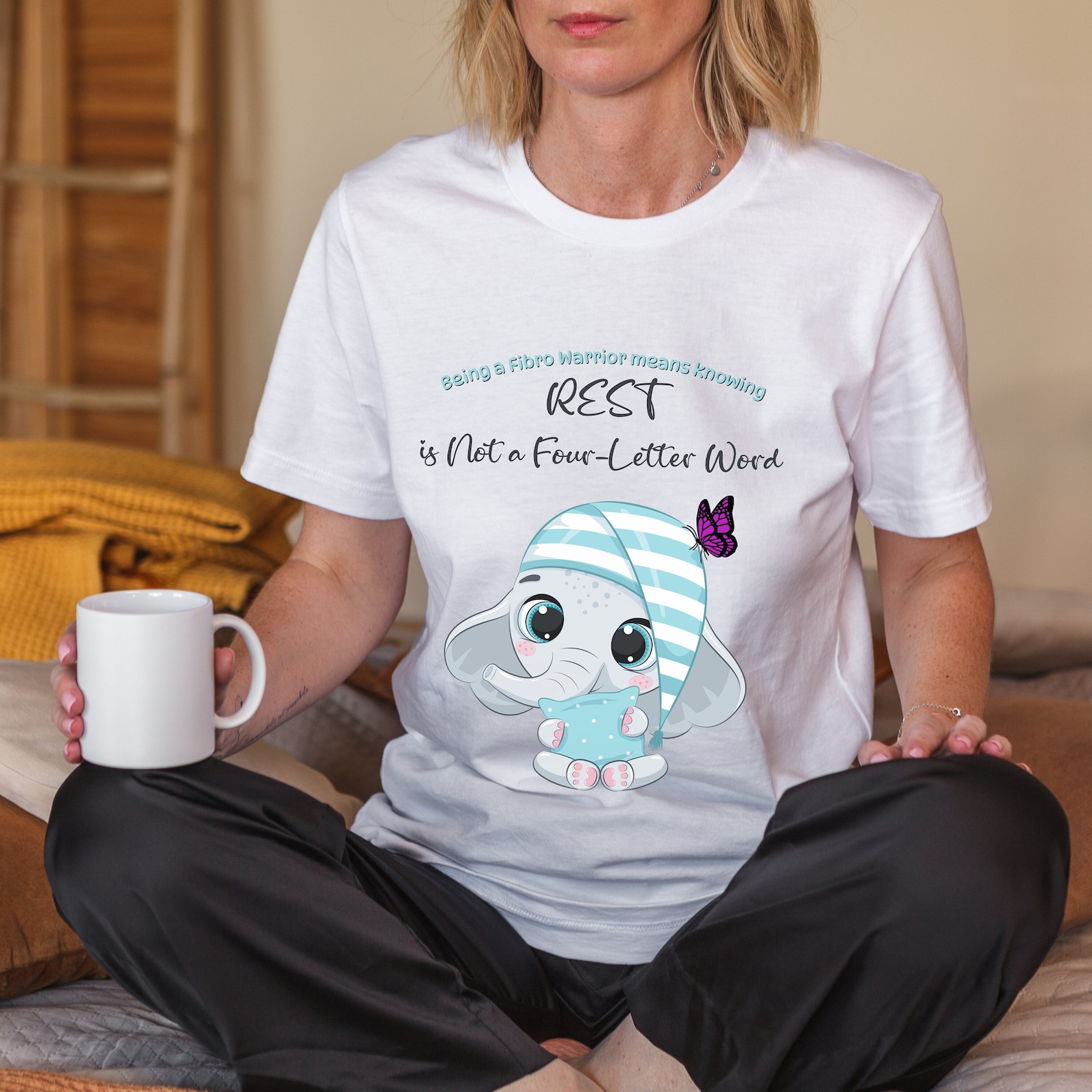 Being a Fibro Warrior Shirt, Bedtime Elephant Design, Fibromyalgia ...