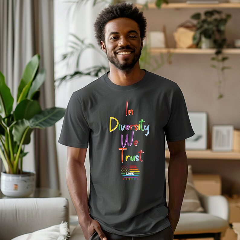 In Diversity We Trust Rainbow Tshirt, Rainbow USA Flag Design Shirt ...